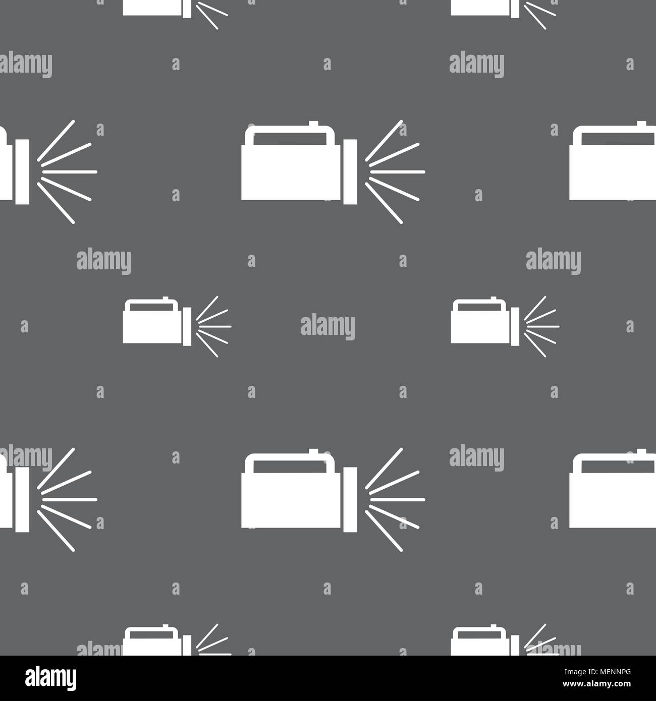flashlight icon sign. Seamless pattern on a gray background. Vector ...