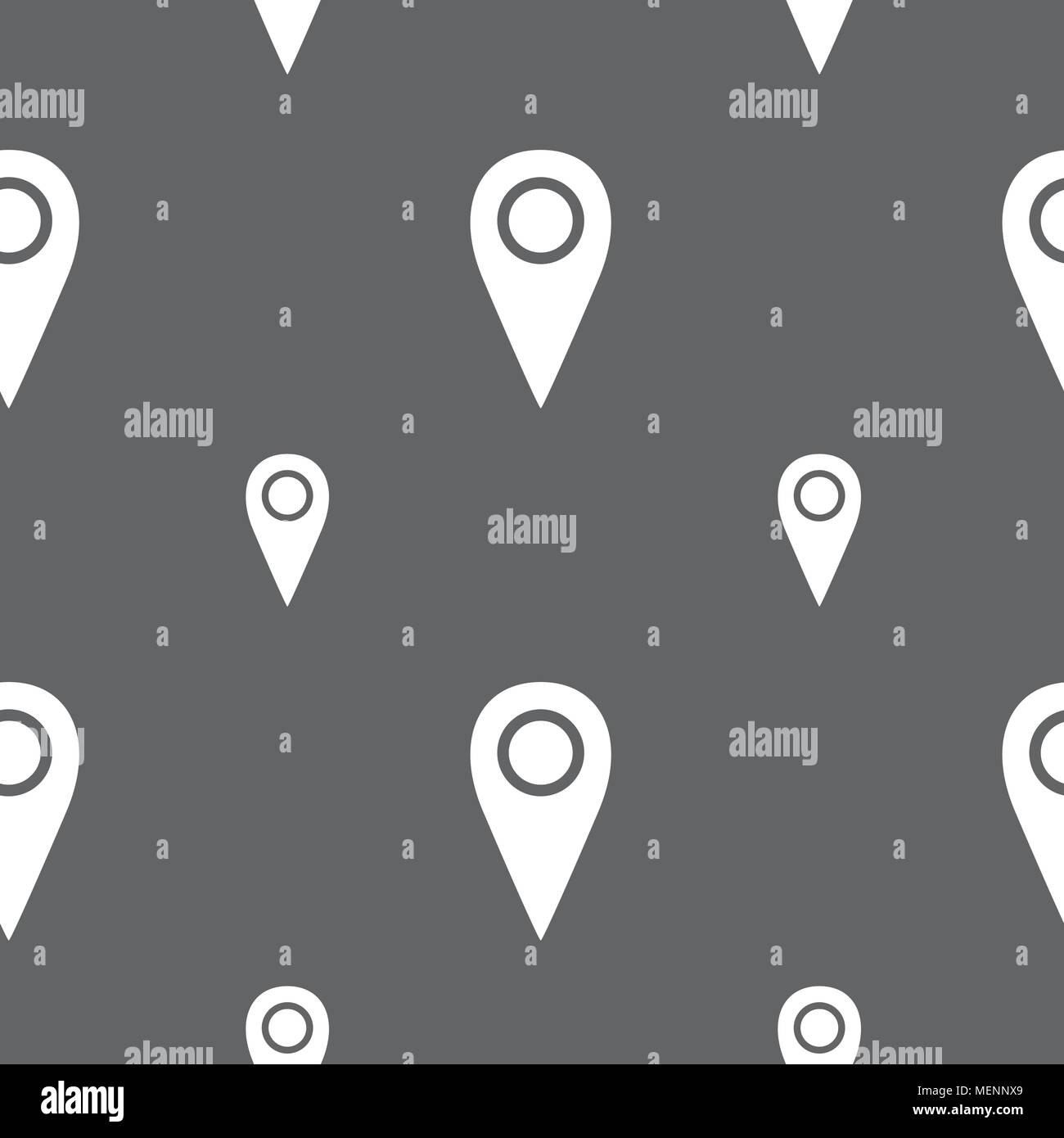 Map Pointer Icon Sign Seamless Pattern On A Gray Background Vector Illustration Stock Vector