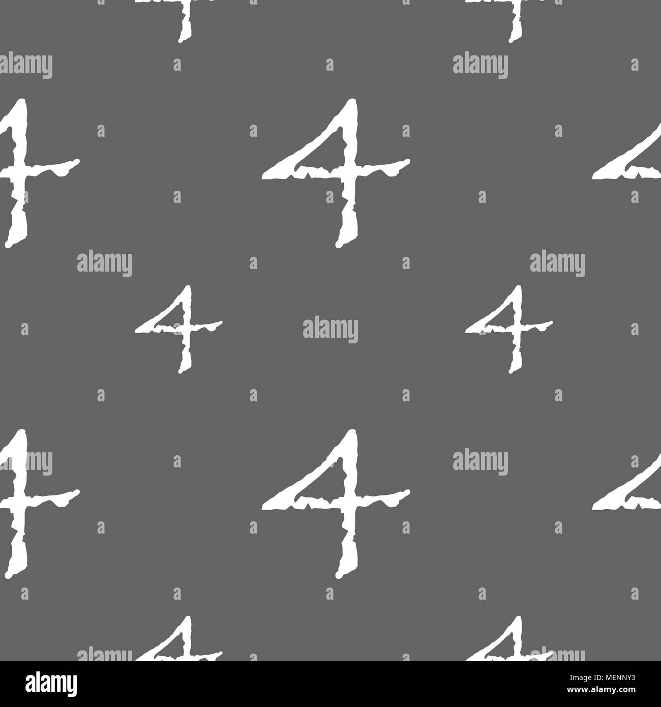 number four icon sign. Seamless pattern on a gray background. Vector ...