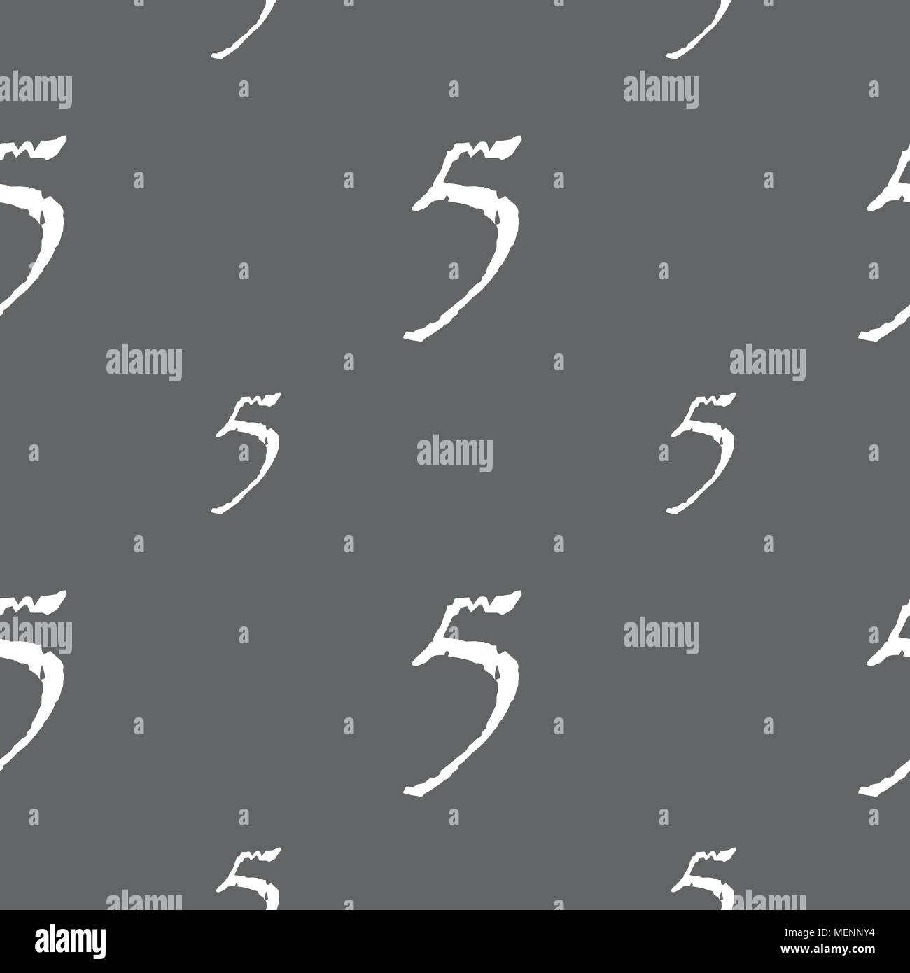 number five icon sign. Seamless pattern on a gray background. Vector ...