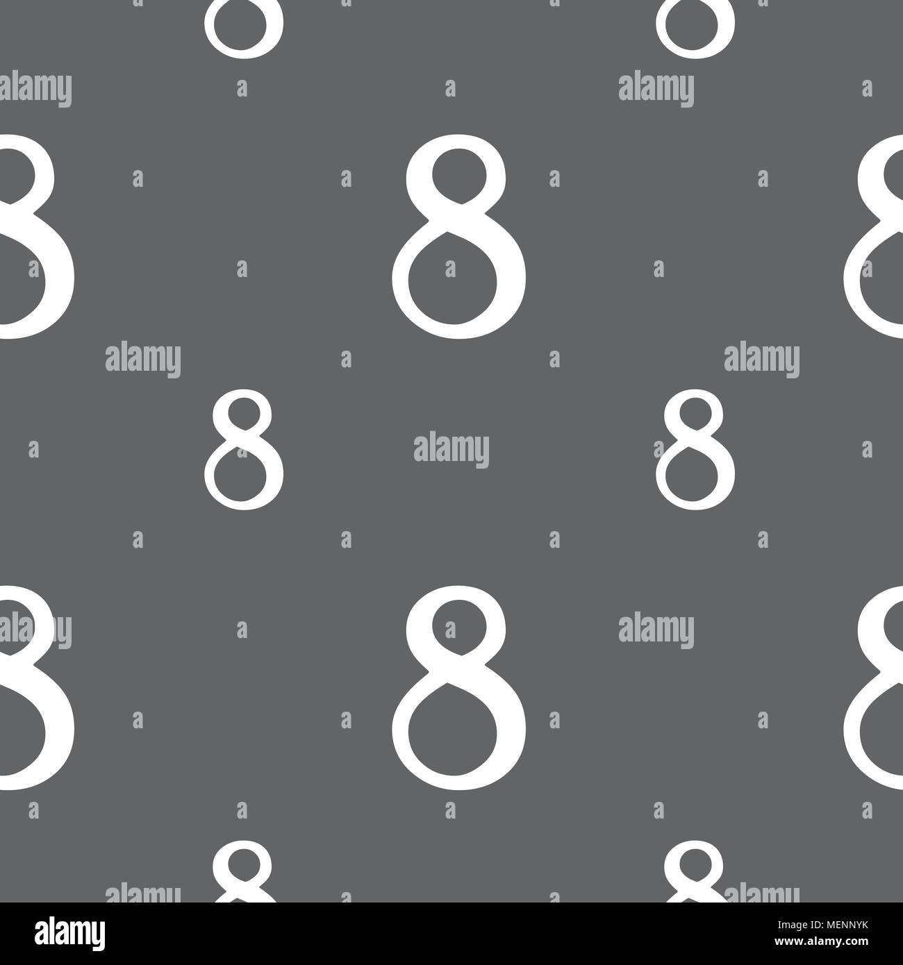 number Eight icon sign. Seamless pattern on a gray background. Vector ...