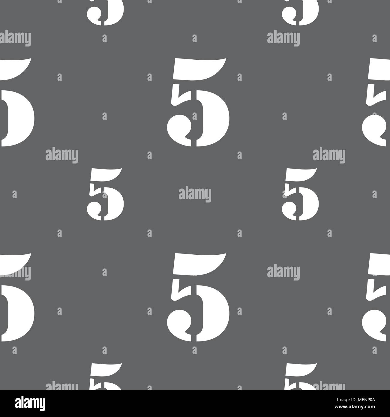 number five icon sign. Seamless pattern on a gray background. Vector ...
