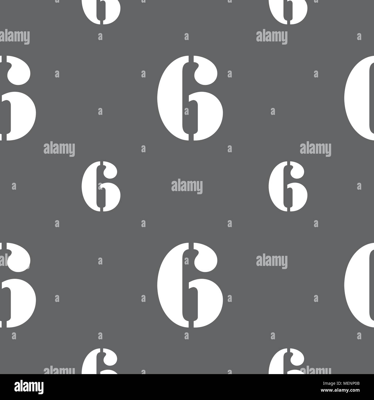 number six icon sign. Seamless pattern on a gray background. Vector ...
