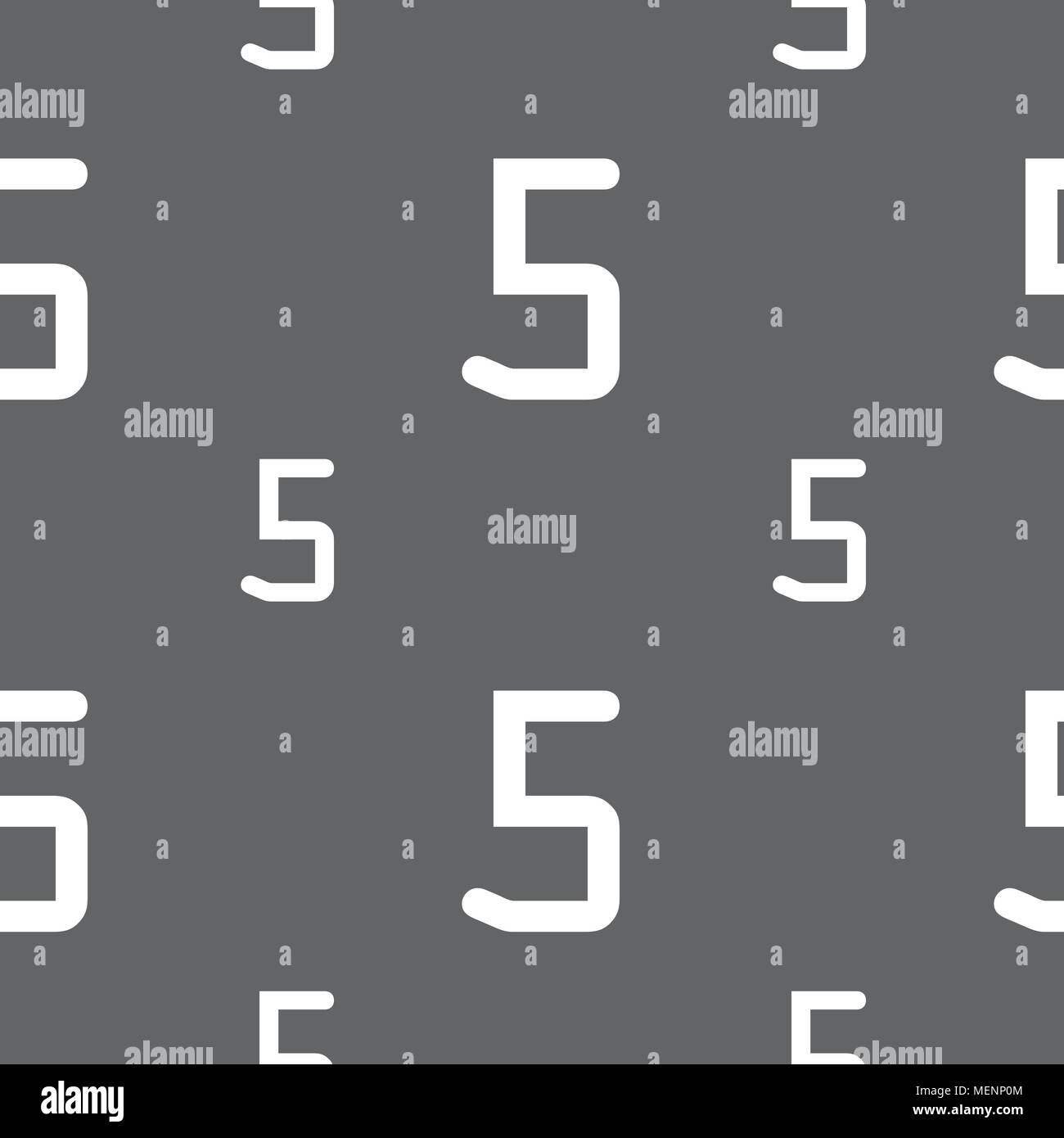 number five icon sign. Seamless pattern on a gray background. Vector ...