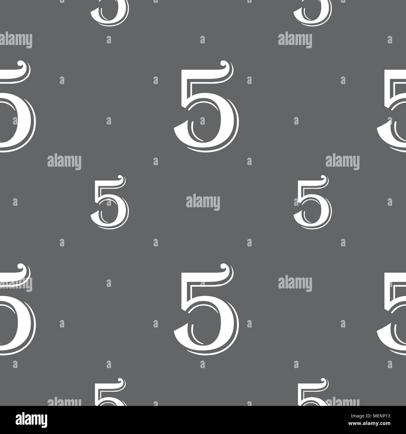 number five icon sign. Seamless pattern on a gray background. Vector ...