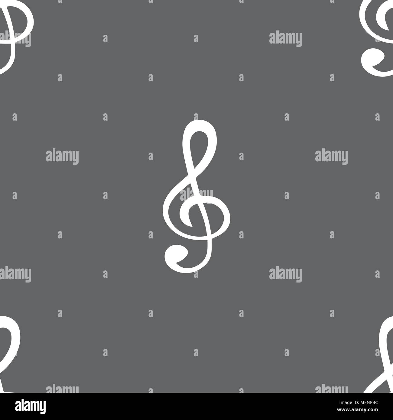 treble clef icon. Seamless pattern on a gray background. Vector ...
