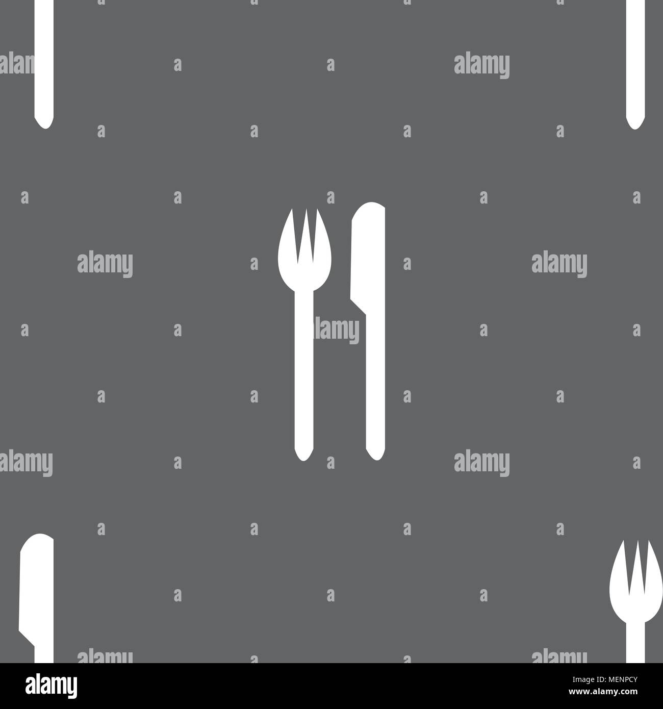 Eat sign icon. Cutlery symbol. Fork and knife. Seamless pattern on a ...