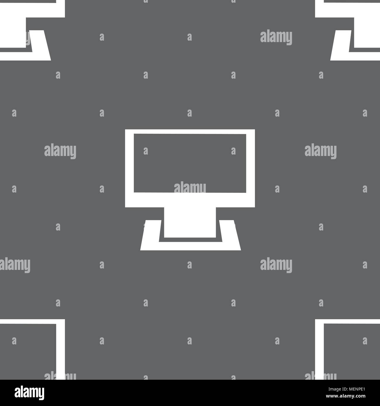 Computer widescreen monitor sign icon. Seamless pattern on a gray ...