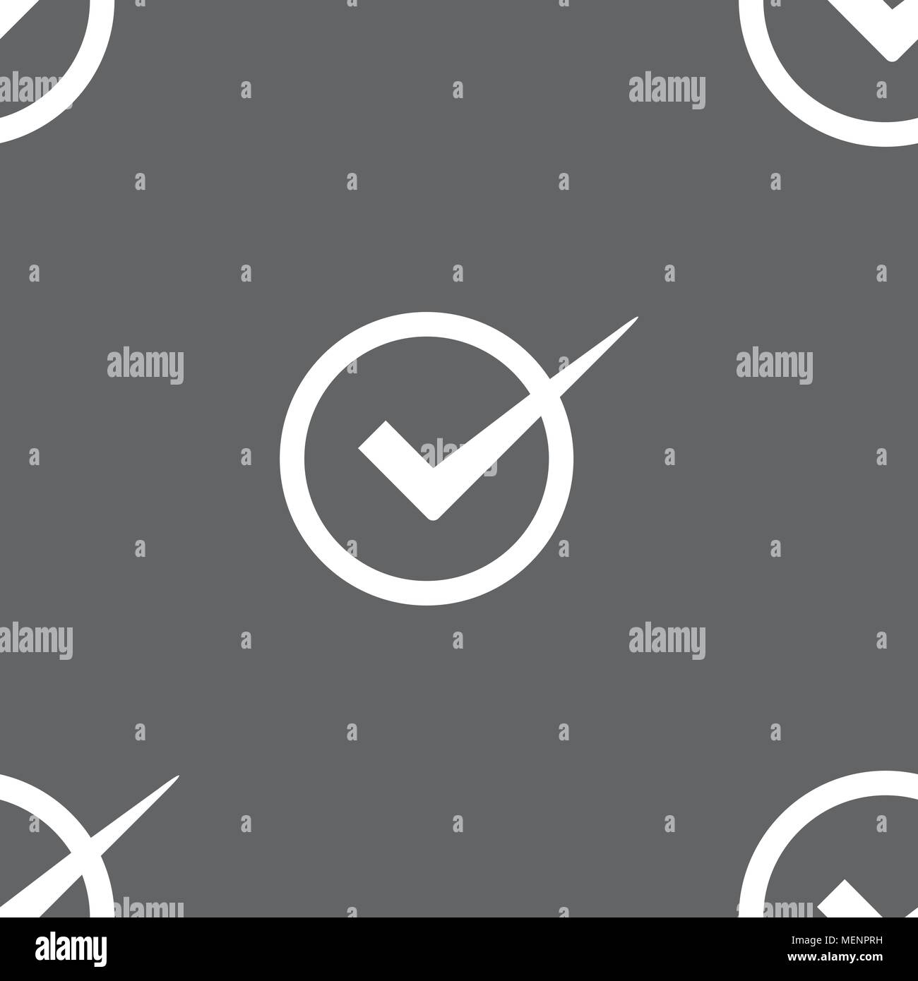 Check mark sign icon. Checkbox button. Seamless pattern on a gray ...