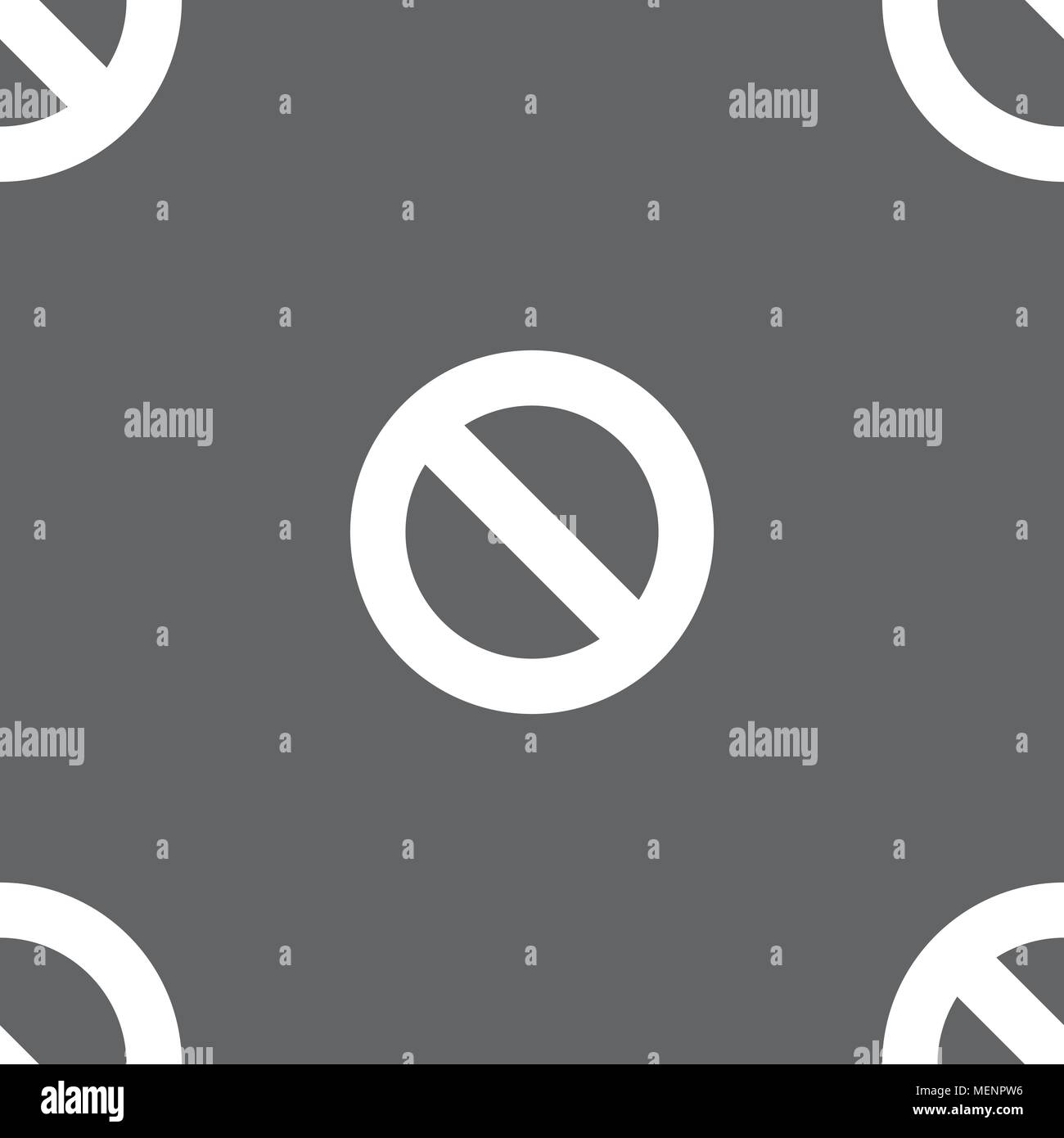 Stop sign icon. Prohibition symbol. No sign. Seamless pattern on a gray ...