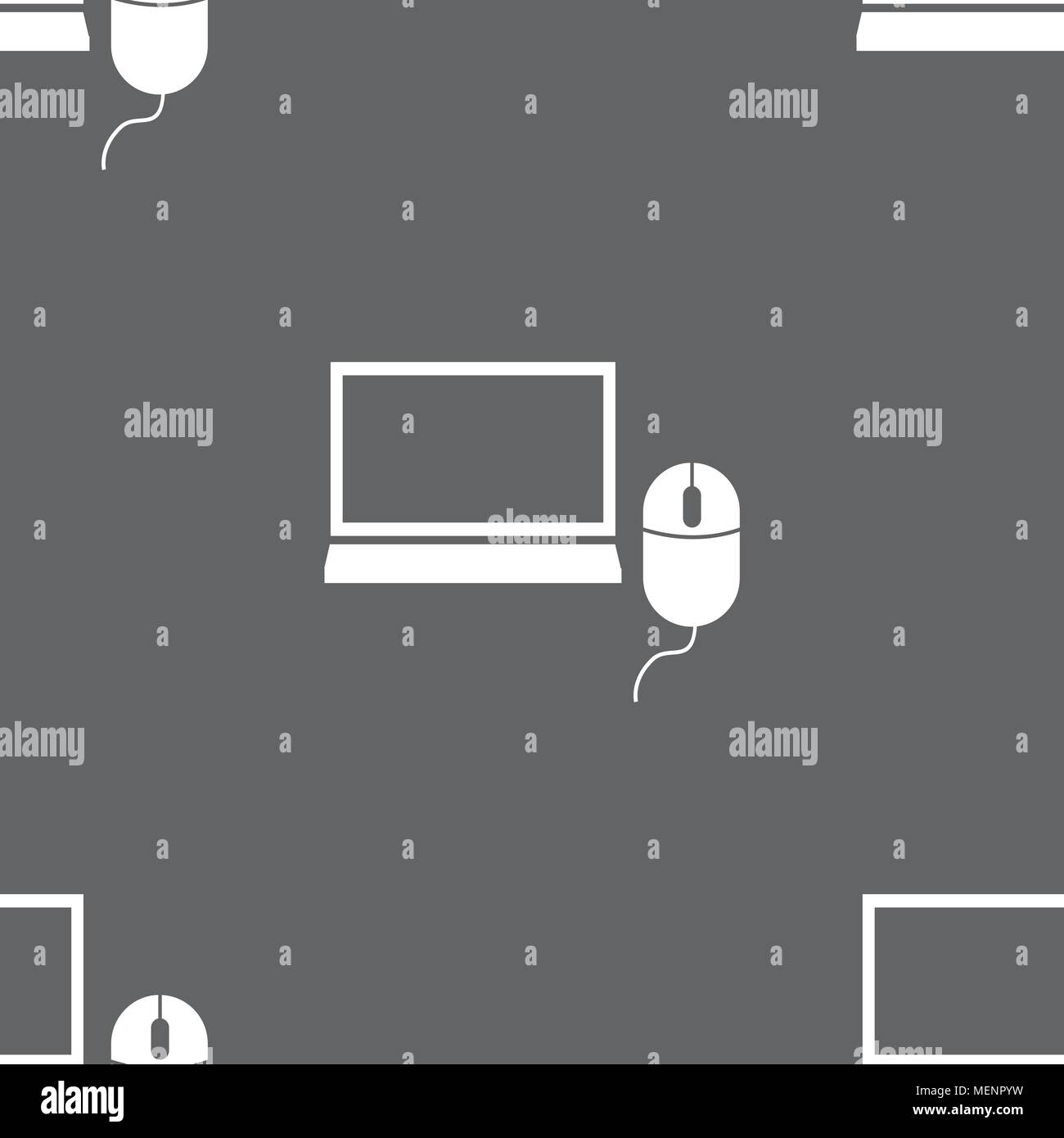 Computer Widescreen Monitor Mouse Sign Ico Seamless Pattern On A Gray Background Vector