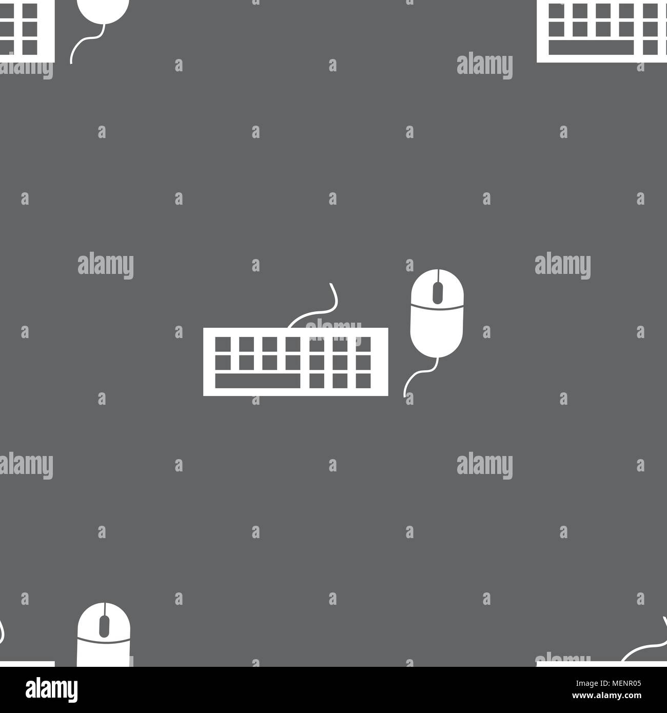 Computer keyboard and mouse Icon. Seamless pattern on a gray background ...