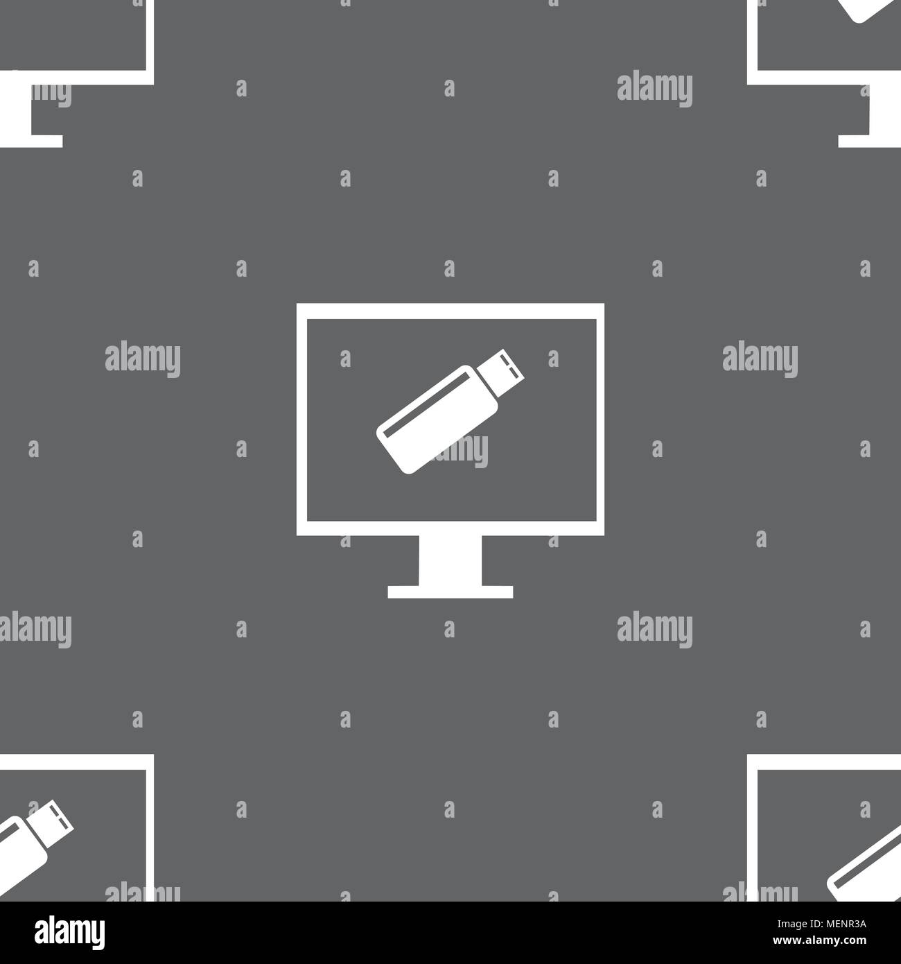 usb flash drive and monitor sign icon. Video game symbol. Seamless ...