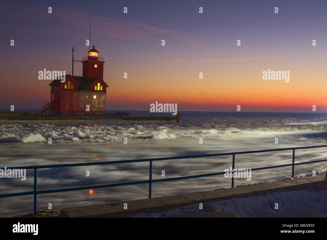 Big Red light house at Holland Michigan State Park Stock Photo - Alamy