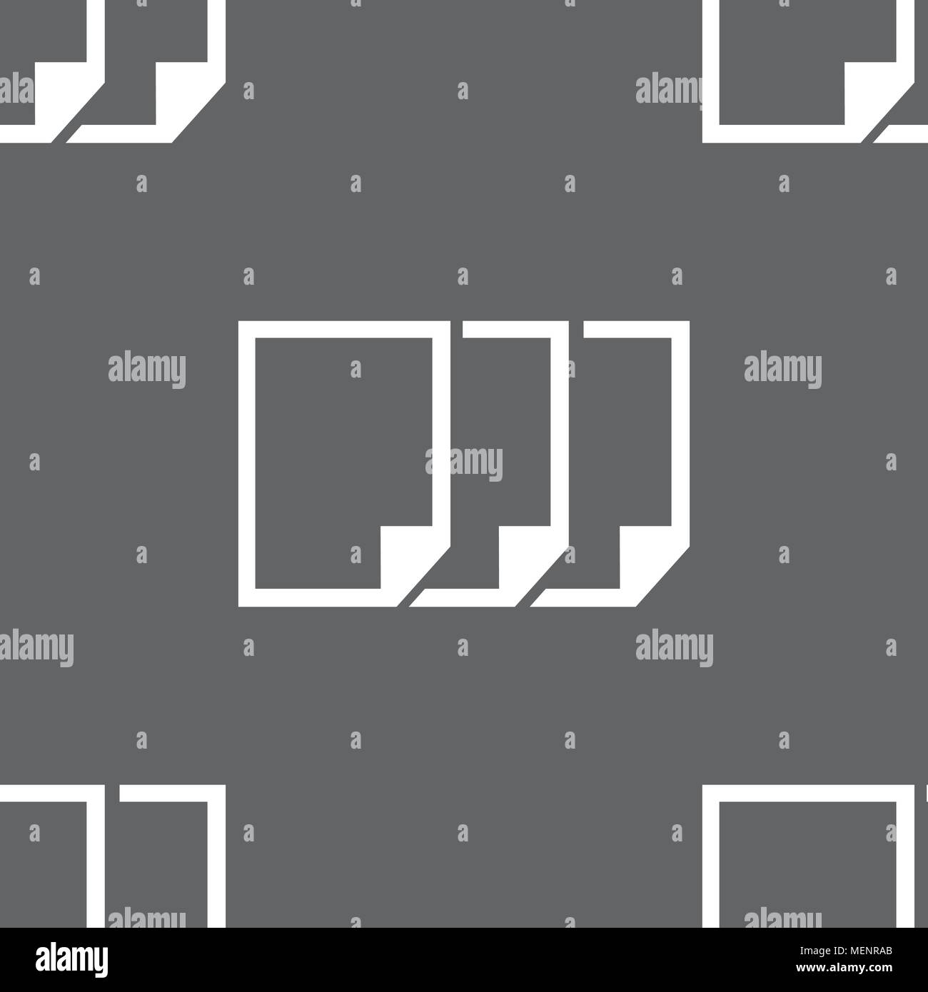 Copy file sign icon. Duplicate document symbol. Seamless pattern on a gray background. Vector ...