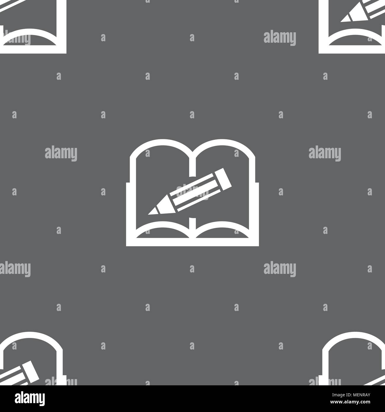 Book sign icon. Open book symbol. Seamless pattern on a gray background ...