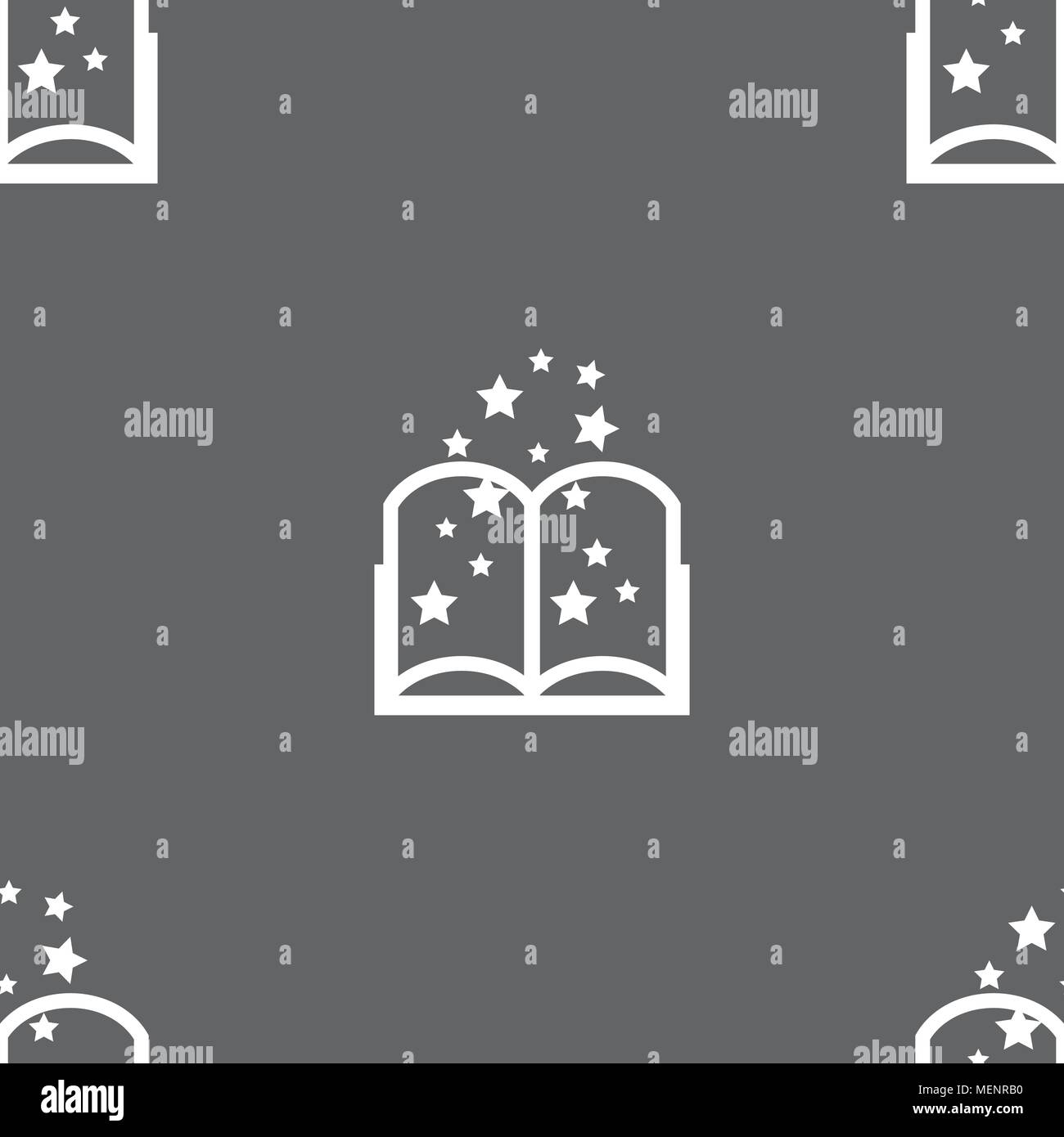 Magic Book sign icon. Open book symbol. Seamless pattern on a gray ...