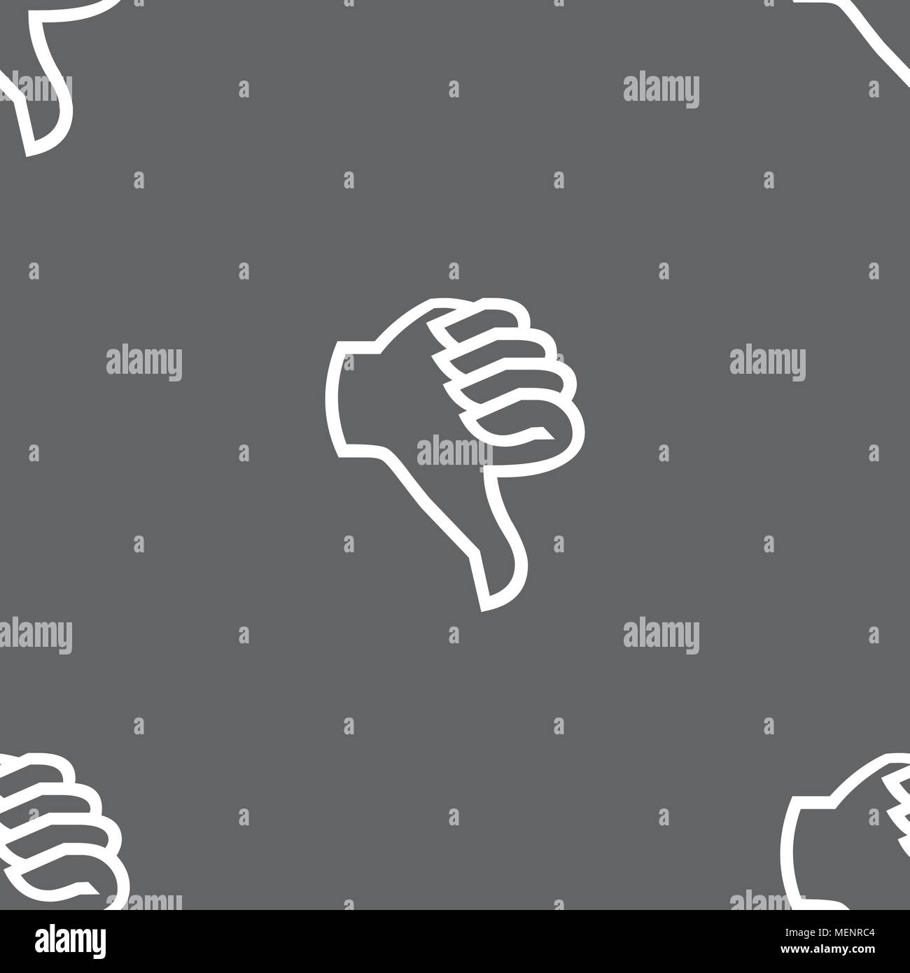 Dislike sign icon. Thumb down sign. Hand finger down symbol. Seamless ...