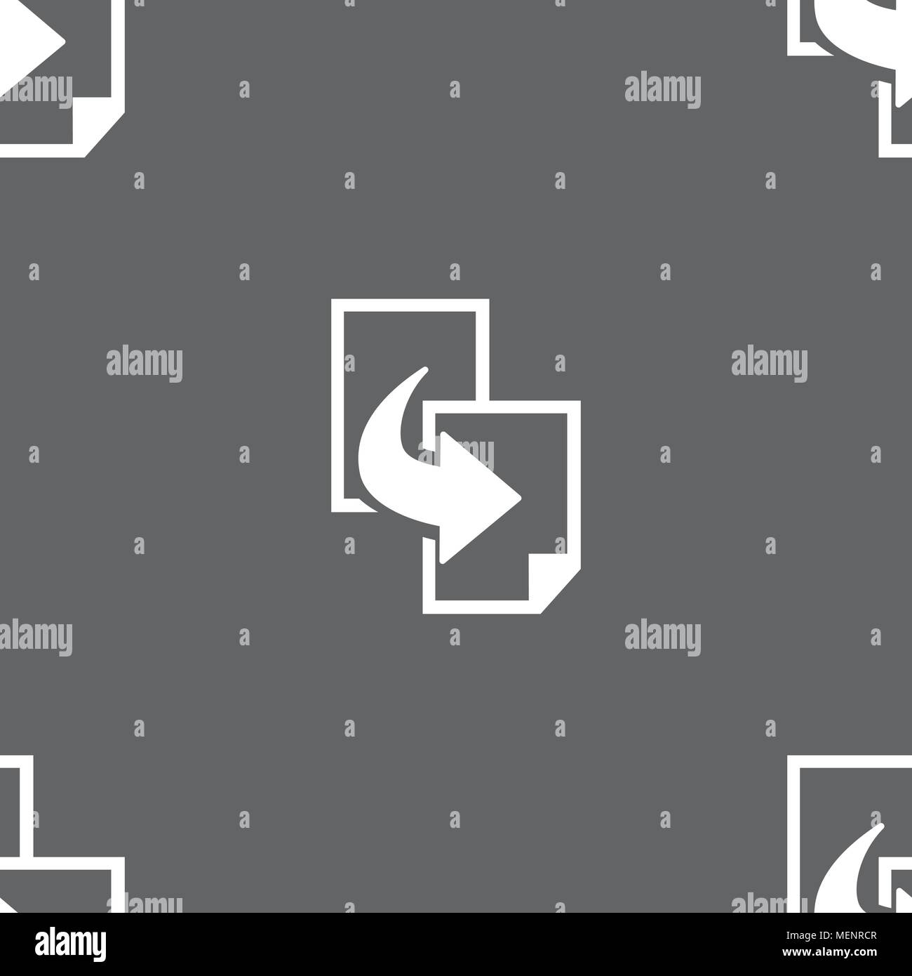 Copy file sign icon. Duplicate document symbol. Seamless pattern on a gray background. Vector ...