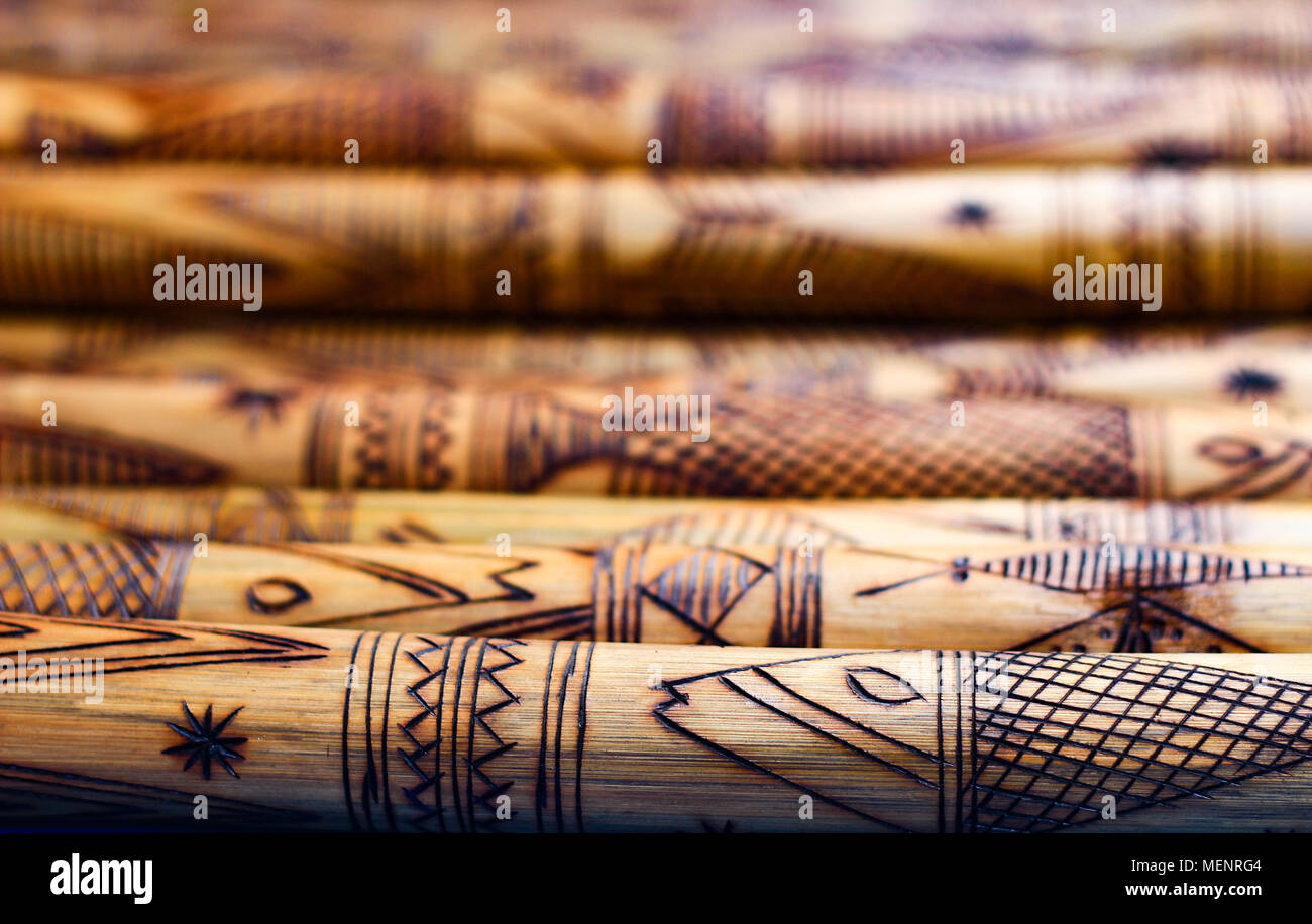 hand made wooden bamboo carving engraved fish figure artwork on bamboo ...