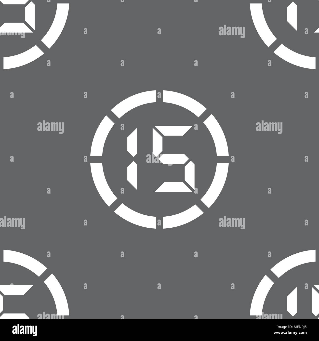 15 second stopwatch icon sign. Seamless pattern on a gray background ...