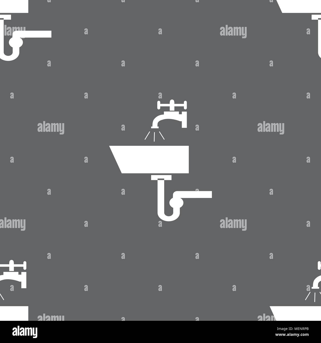 Washbasin icon sign. Seamless pattern on a gray background. Vector ...
