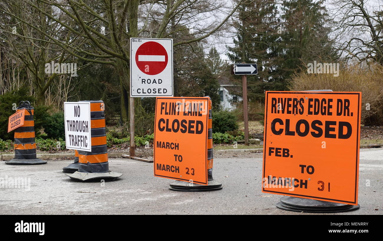 Various road signs, signage, etc. Indicates things you can and cannot ...