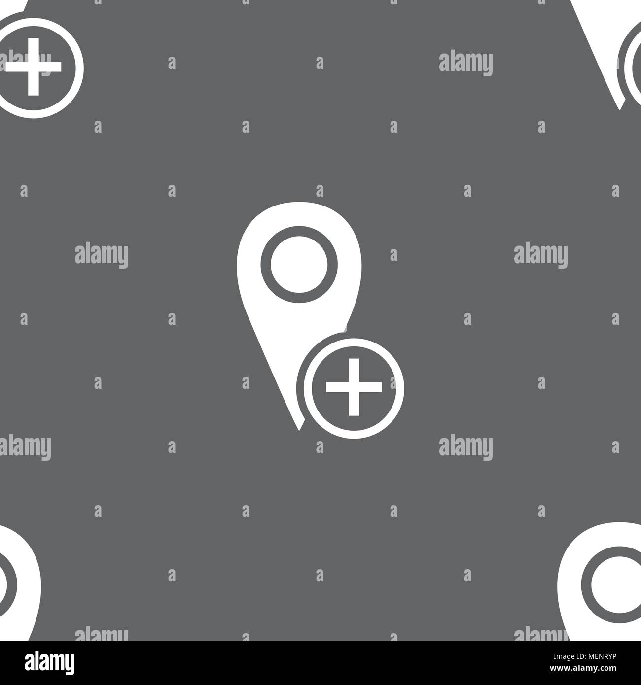 Map pointer icon sign. Seamless pattern on a gray background. Vector ...