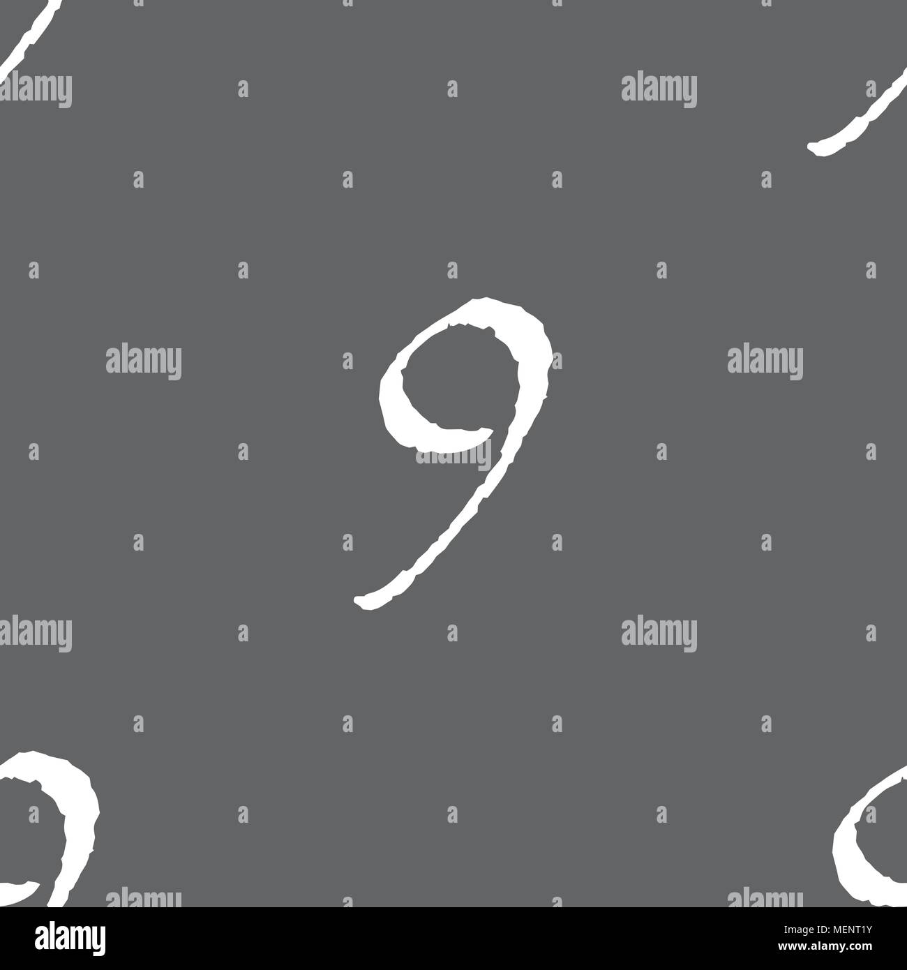 number Nine icon sign. Seamless pattern on a gray background. Vector ...