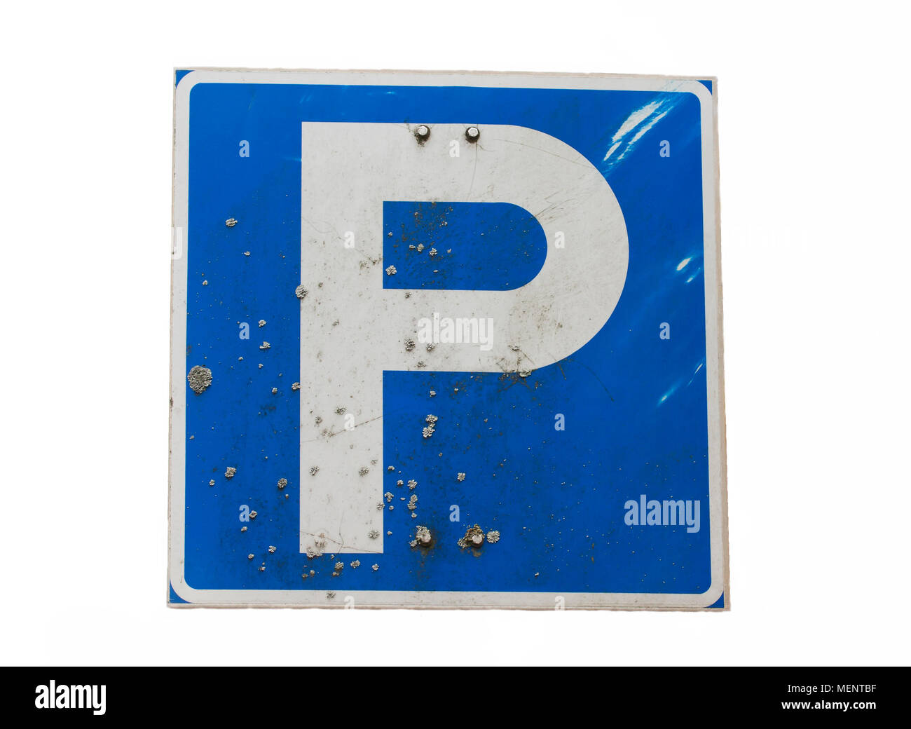 Parking blue sign isolated on white background Stock Photo - Alamy