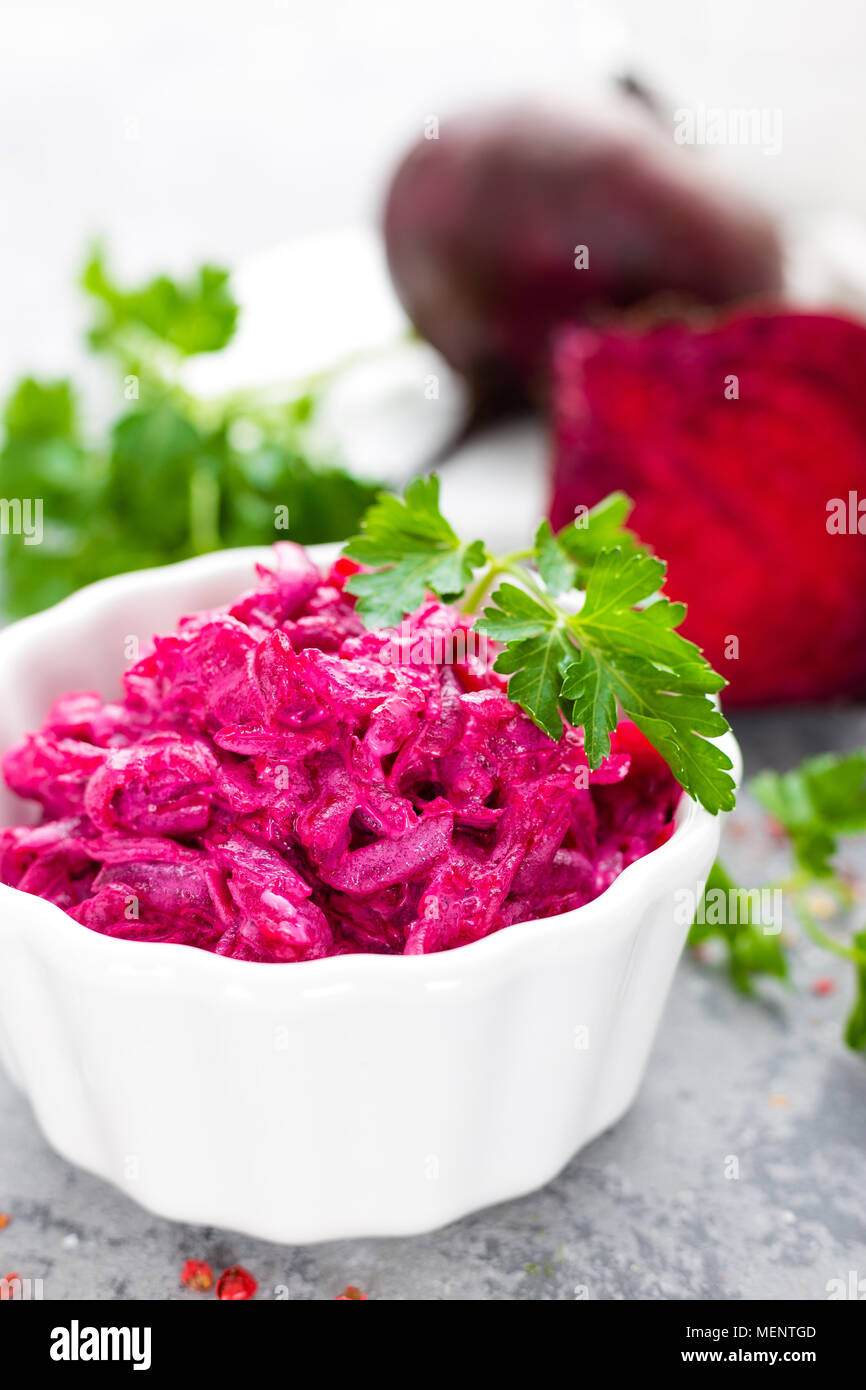 Beet salad. Vegetable salad of boiled beet Stock Photo - Alamy
