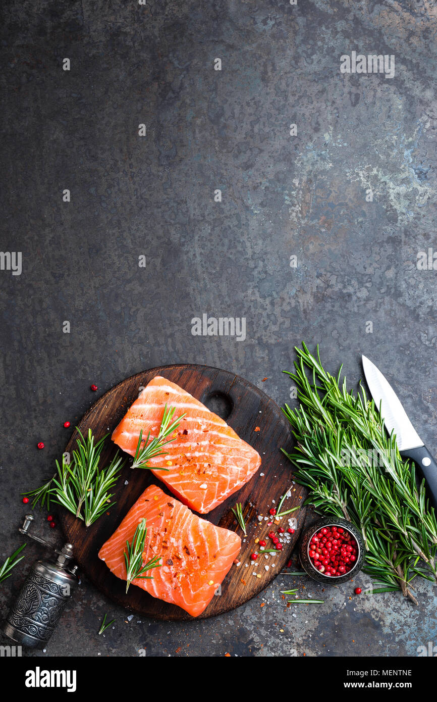 Salmon. Fresh salmon fish. Raw salmon fish fillet Stock Photo - Alamy