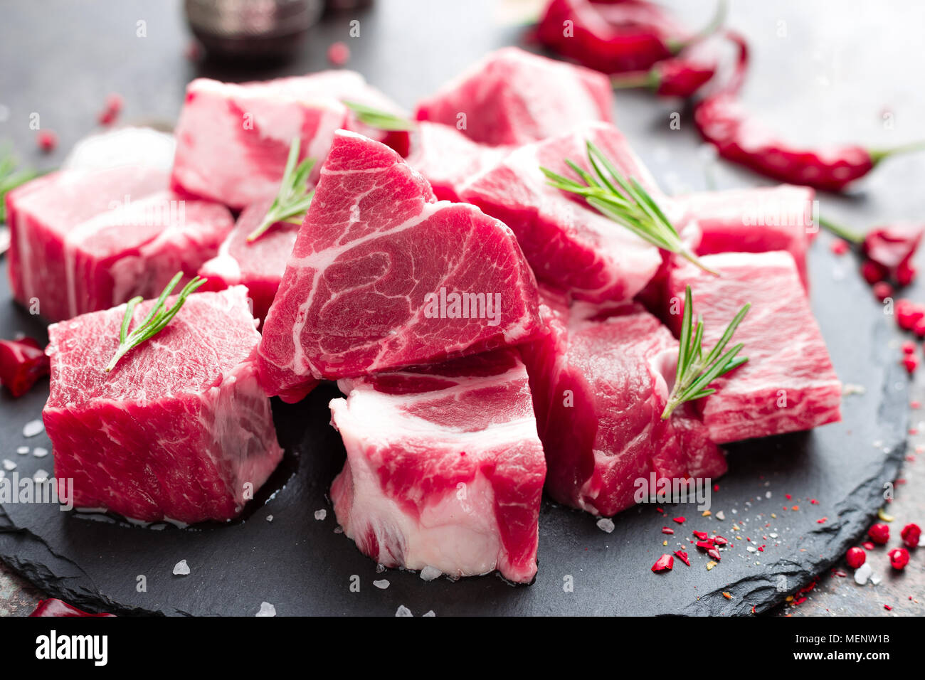 Fresh pork meat. Raw sliced pork meat. Pork neck Stock Photo - Alamy