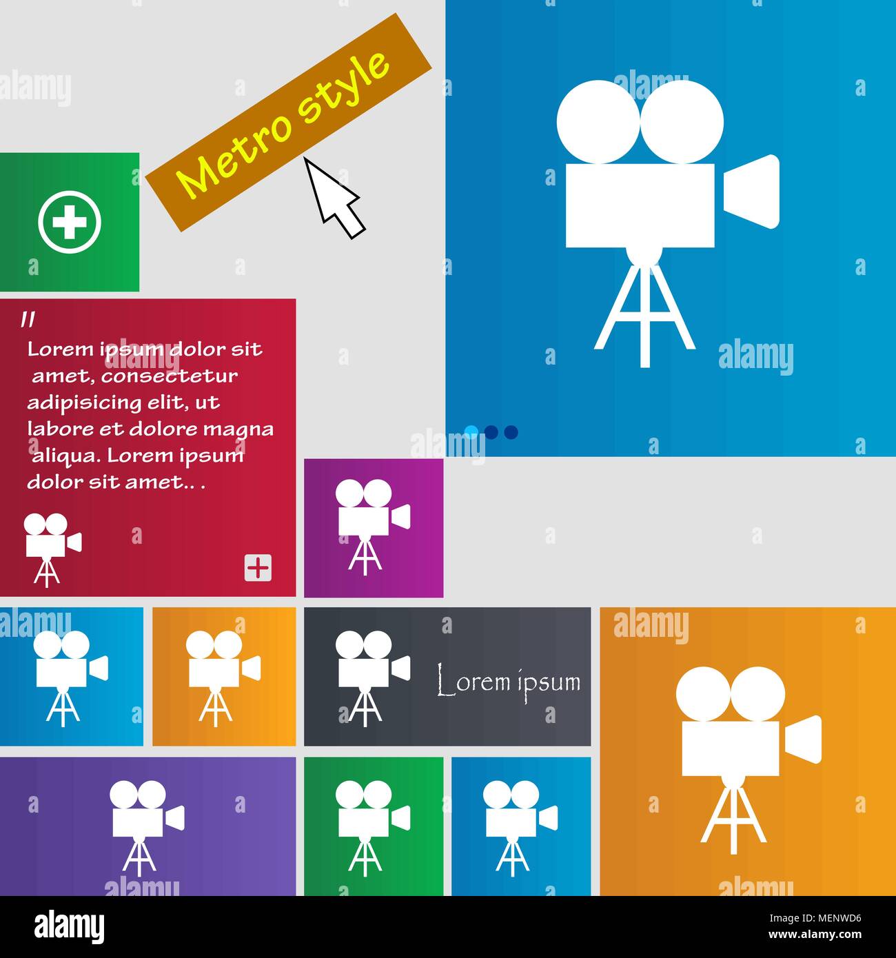 Video camera icon sign. buttons. Modern interface website buttons with ...