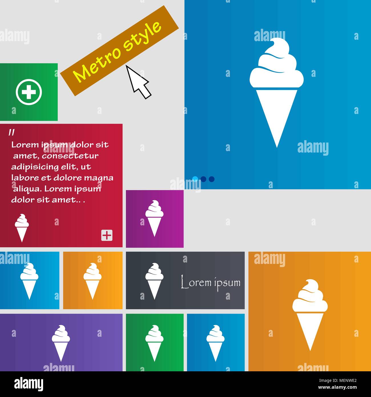 ice cream icon sign. buttons. Modern interface website buttons with ...