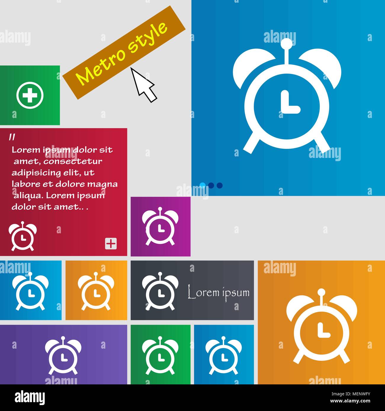 alarm clock icon sign. buttons. Modern interface website buttons with ...