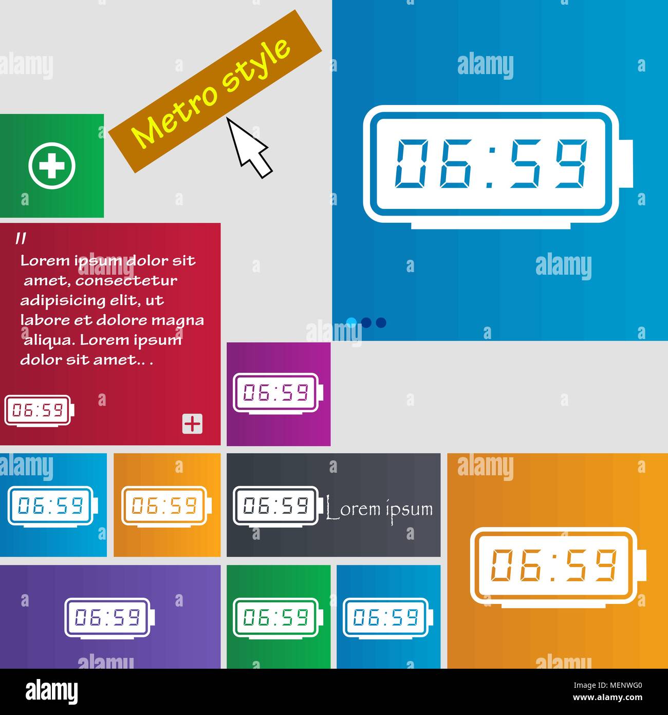 alarm clock icon sign. buttons. Modern interface website buttons with ...