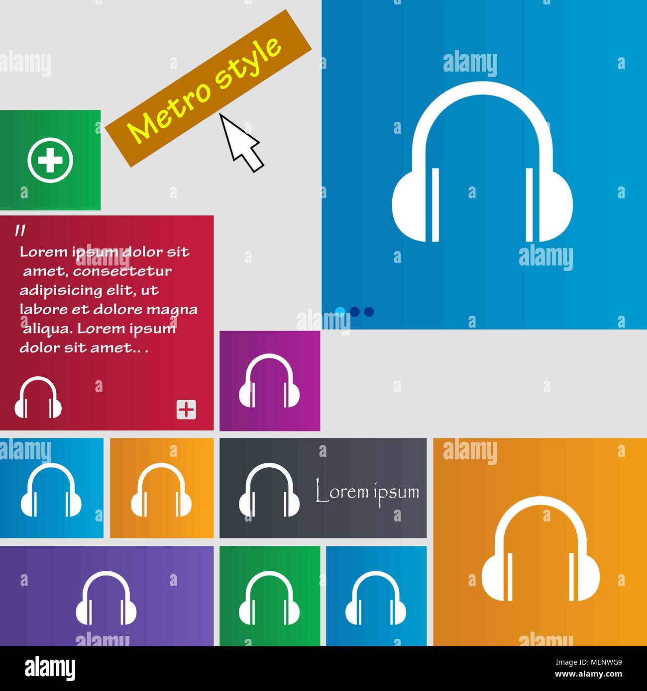 headphones icon sign. buttons. Modern interface website buttons with cursor pointer. Vector ...