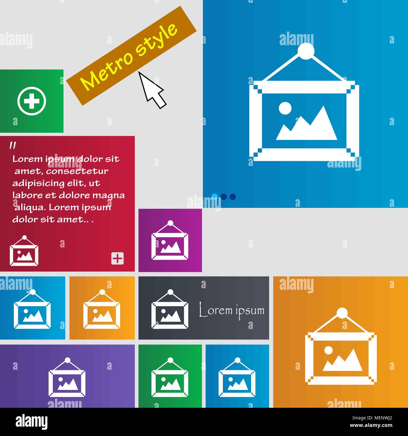 picture icon sign. buttons. Modern interface website buttons with cursor pointer. Vector ...