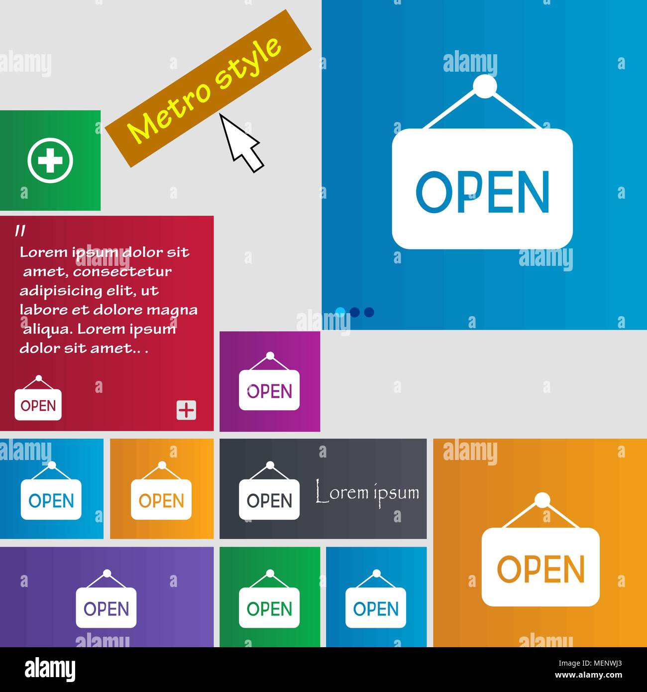 open icon sign. buttons. Modern interface website buttons with cursor pointer. Vector ...