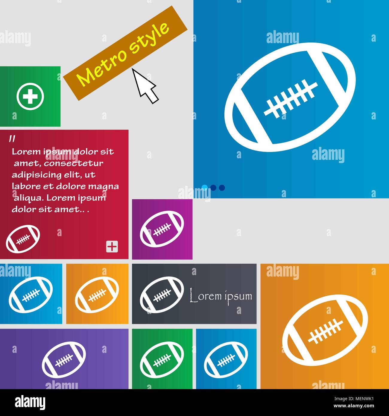 american football icon sign. buttons. Modern interface website buttons with cursor pointer ...