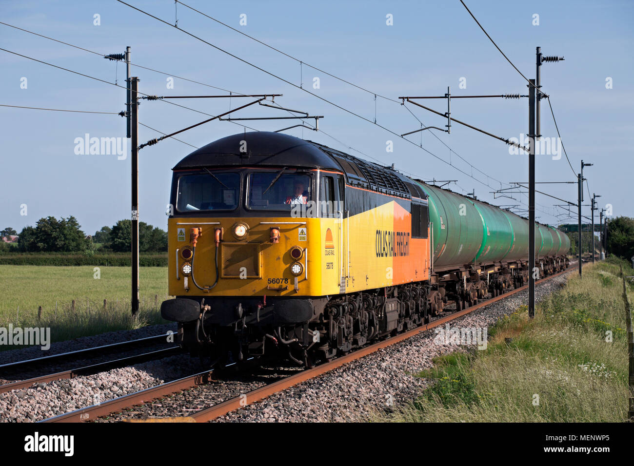 A Colas Railfreight class 56 diesel locomotive at Brock, Lancashire on ...