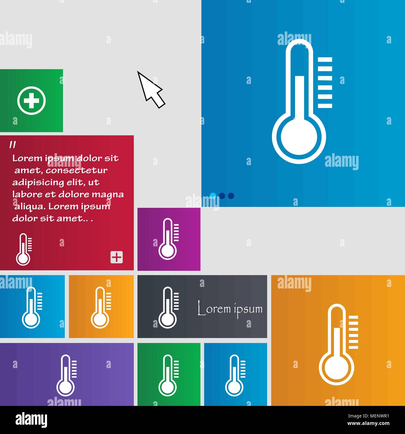 Thermometer icon sign. buttons. Modern interface website buttons with cursor pointer. Vector ...