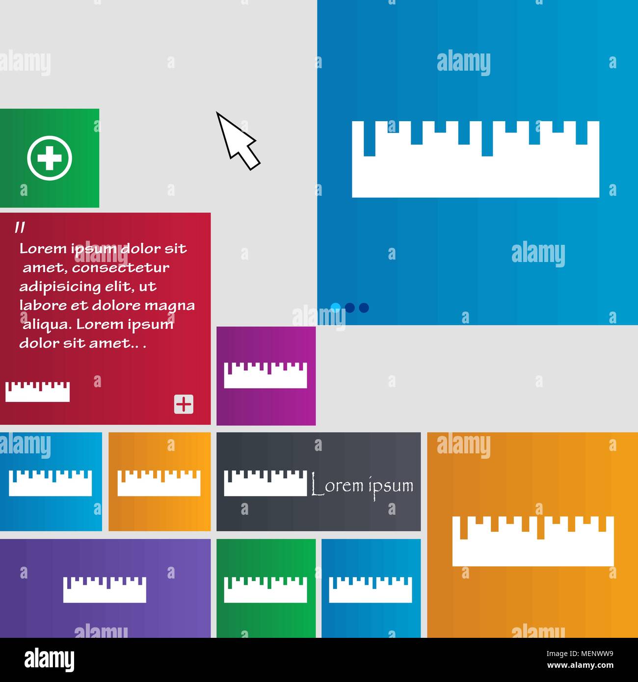 ruler icon sign. buttons. Modern interface website buttons with cursor pointer. Vector ...