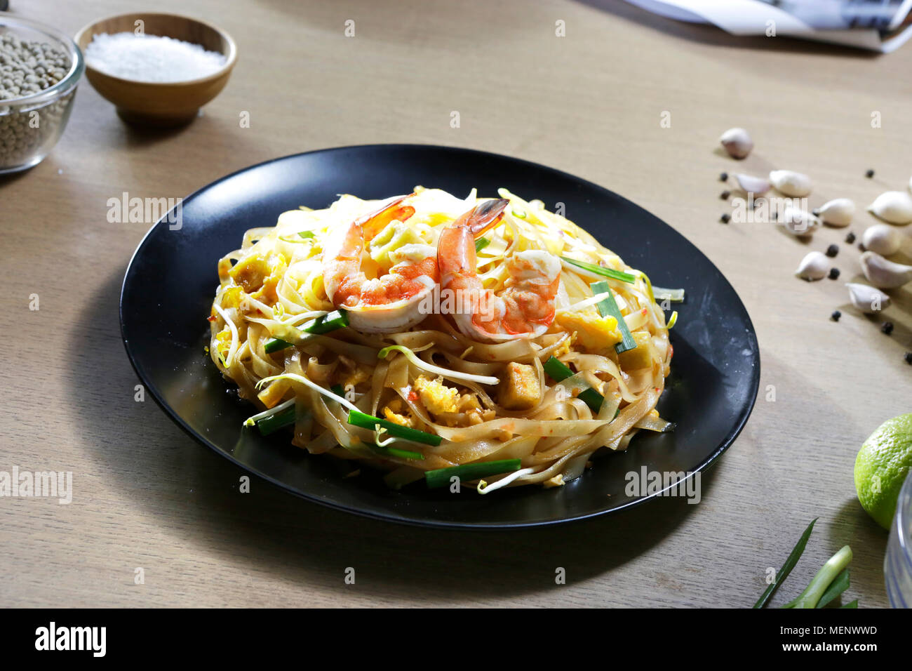 Pudthai is a well know Thai dish made from many ingredient Stock Photo ...