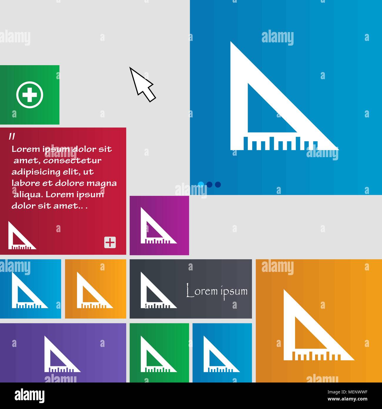 Ruler Icon Sign Buttons Modern Interface Website Buttons With Cursor Pointer Vector 
