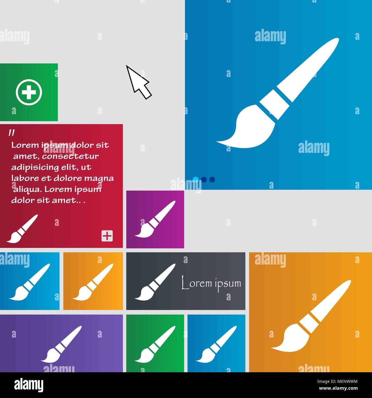 brush icon sign. buttons. Modern interface website buttons with cursor pointer. Vector ...