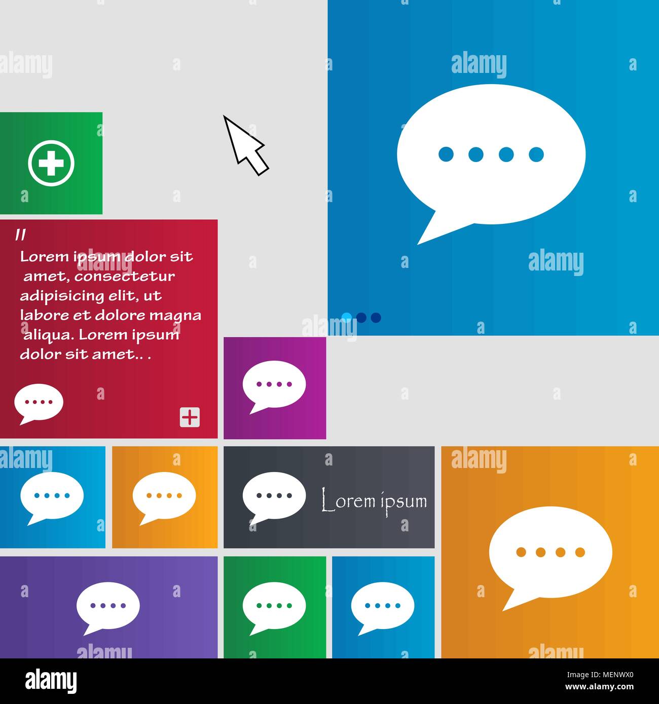 Speech bubbles icon sign. buttons. Modern interface website buttons with cursor pointer. Vector ...