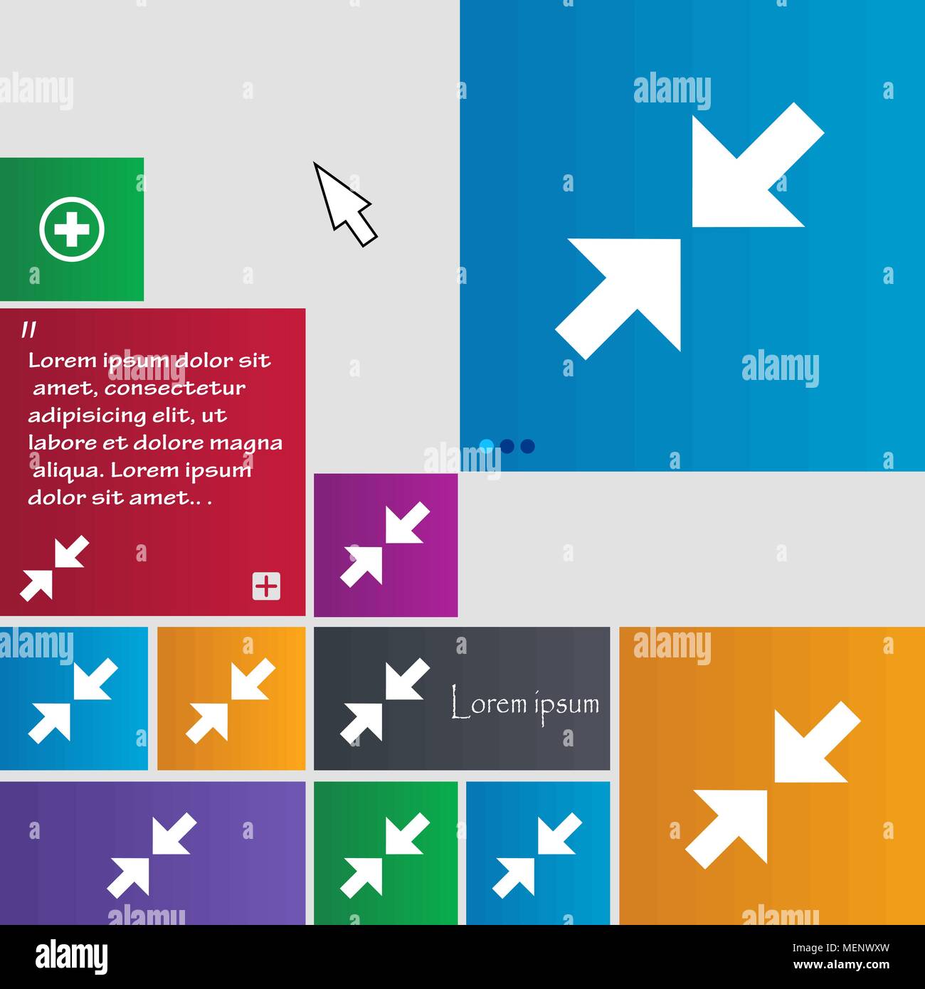 Exit full screen icon sign. buttons. Modern interface website buttons ...