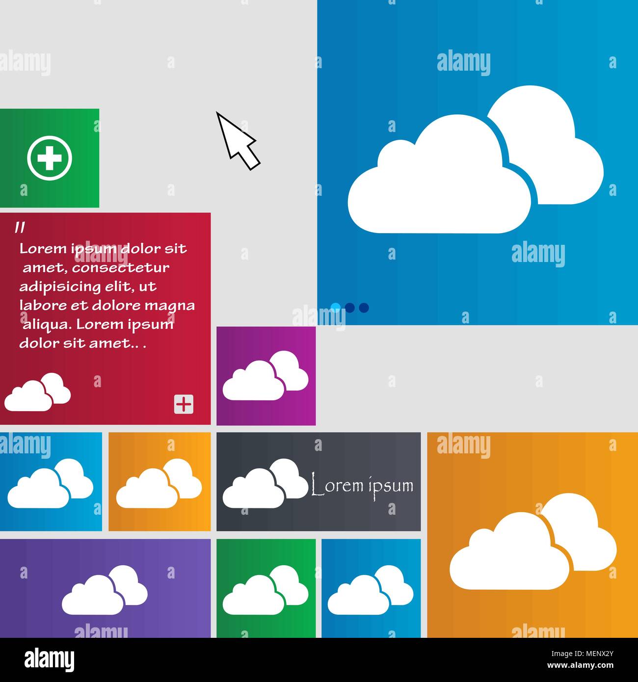 clouds icon sign. buttons. Modern interface website buttons with cursor pointer. Vector ...